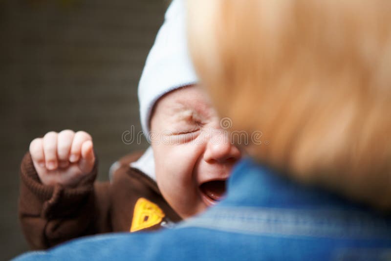 Little baby crying. stock photo. Image of holding, closeup - 37023820