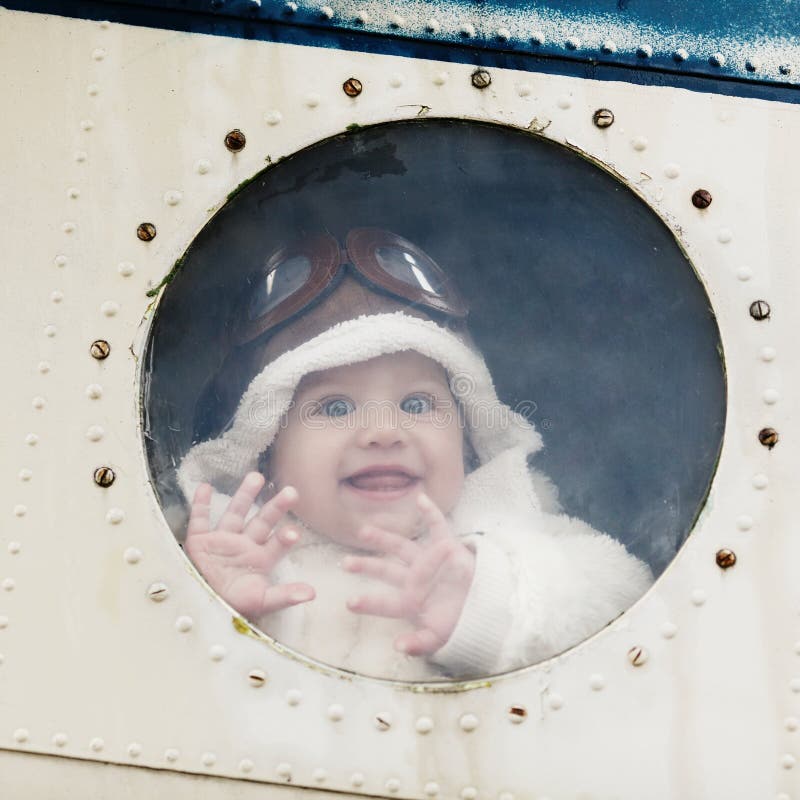 Little Baby Dreaming of Being Pilot Stock Photo - Image of blue, cute ...