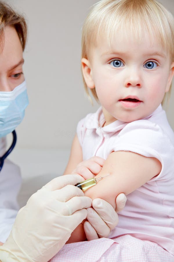 Little Baby Girl Gets an Injection Stock Photo - Image of infection ...