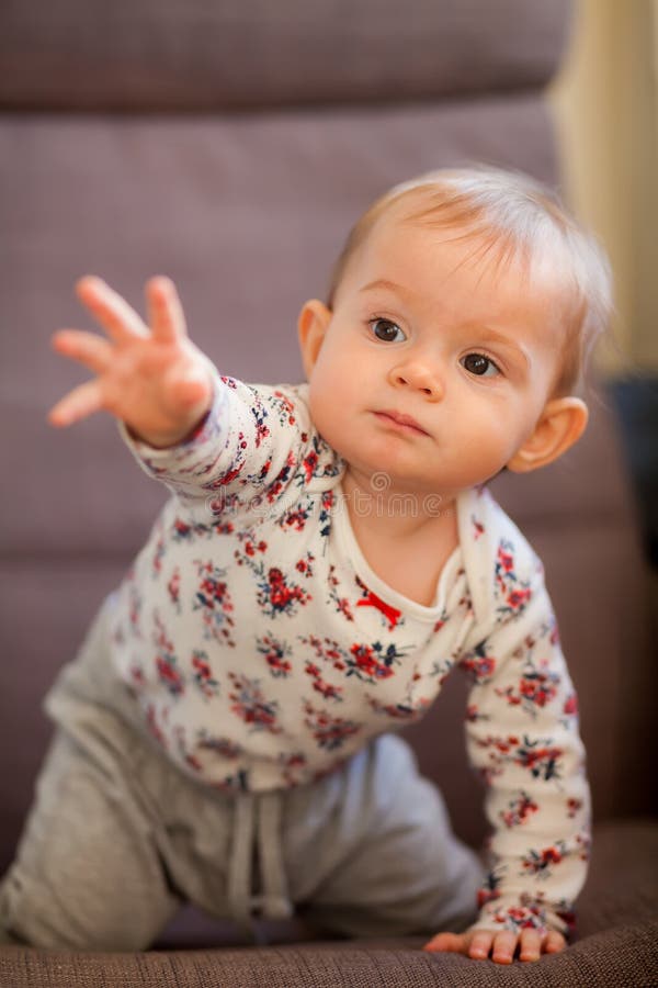 Little Baby Girl Pulling a Hand Stock Image - Image of female, child ...