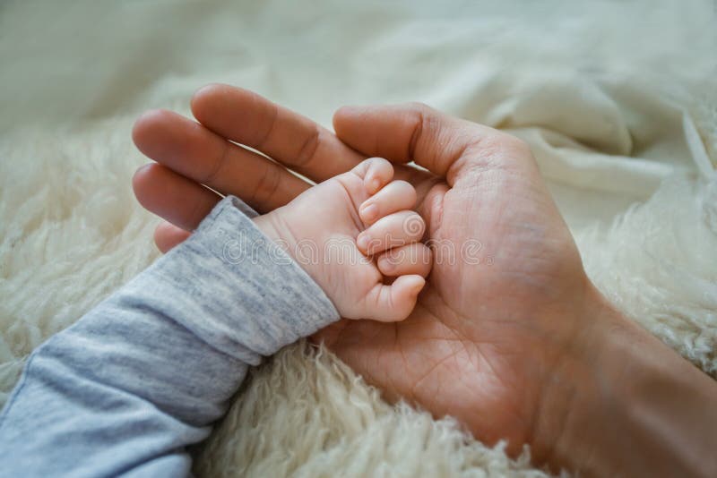 Little Baby Hand with Father`s Hand Stock Photo - Image of parenting ...