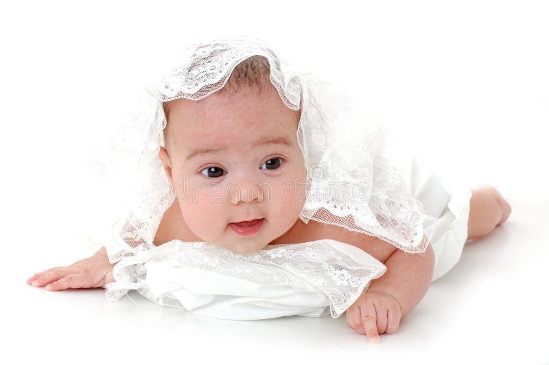 Little Baby Isolated on White Background Stock Image - Image of female ...