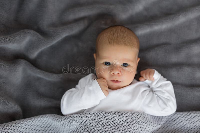 Little Baby Lying on His Back Stock Photo - Image of little, newborn ...