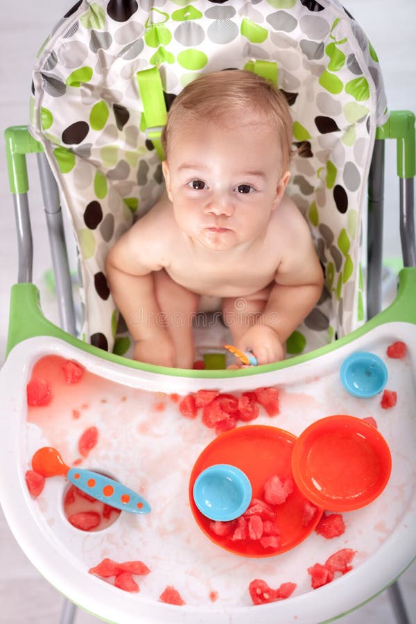Little Baby Making Mess with Watermelon Stock Photo - Image of babies ...