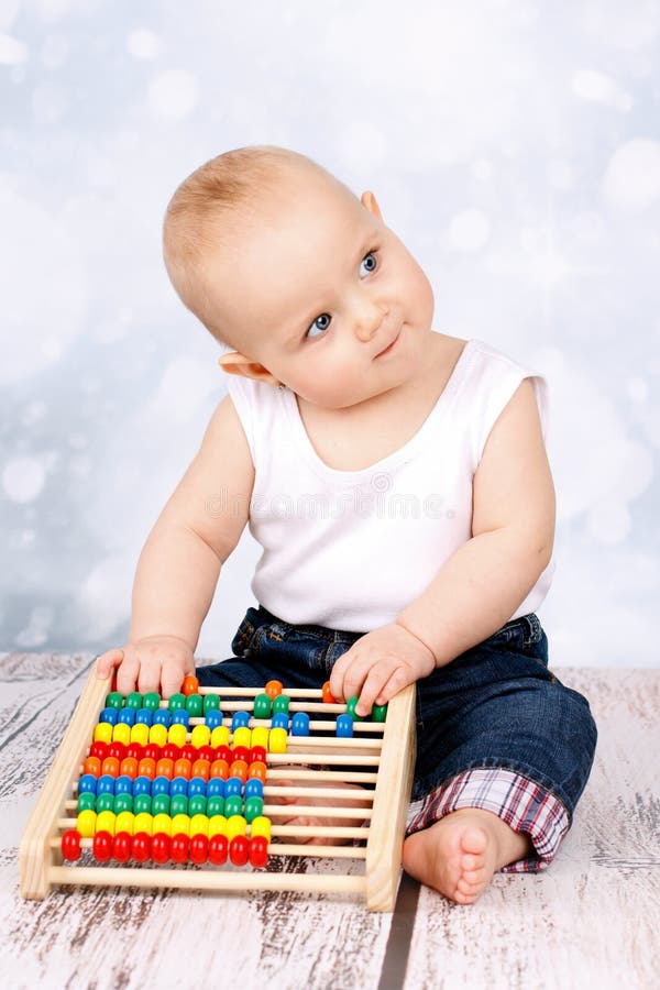 Little Baby Playing with Abacus Stock Photo - Image of finance ...