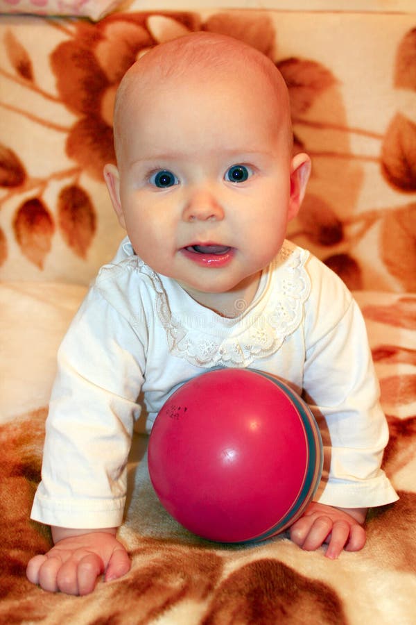 Little Baby Playing with Ball Stock Image - Image of life, happy: 49767807