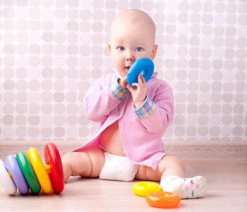 Little Baby Playing with Toy Stock Photo - Image of caucasian, learning ...