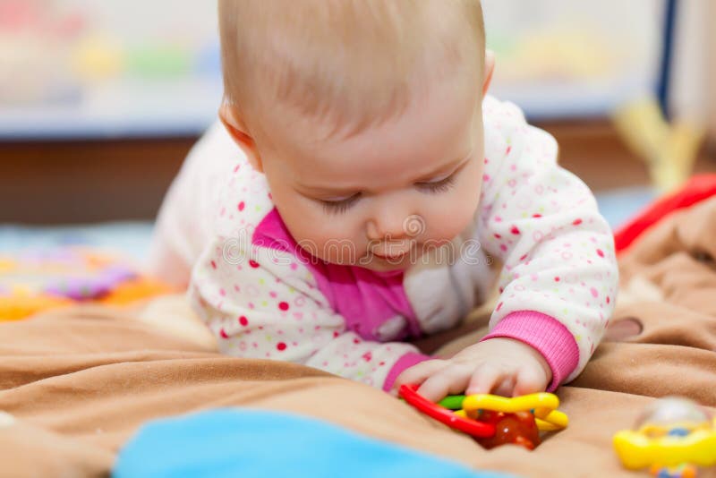 Little baby is playing stock image. Image of cute, toddler - 53658257