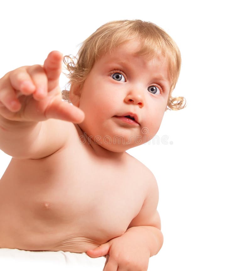 Little Baby Pointing by Finger Stock Image - Image of innocence, pull ...