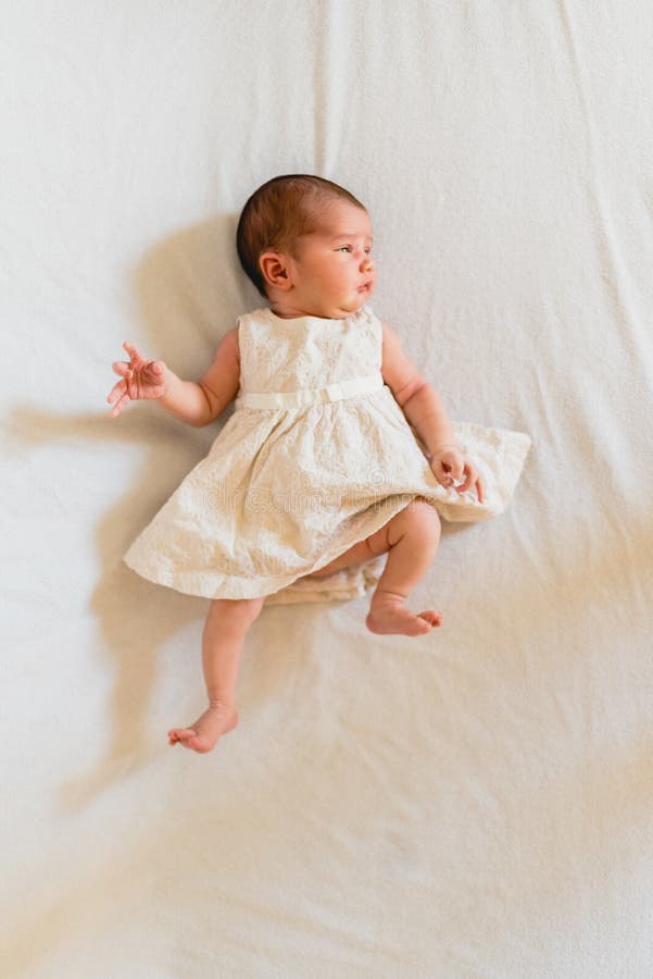 Little Baby Resting Relaxed Lying Thoughtful Stock Image - Image of ...