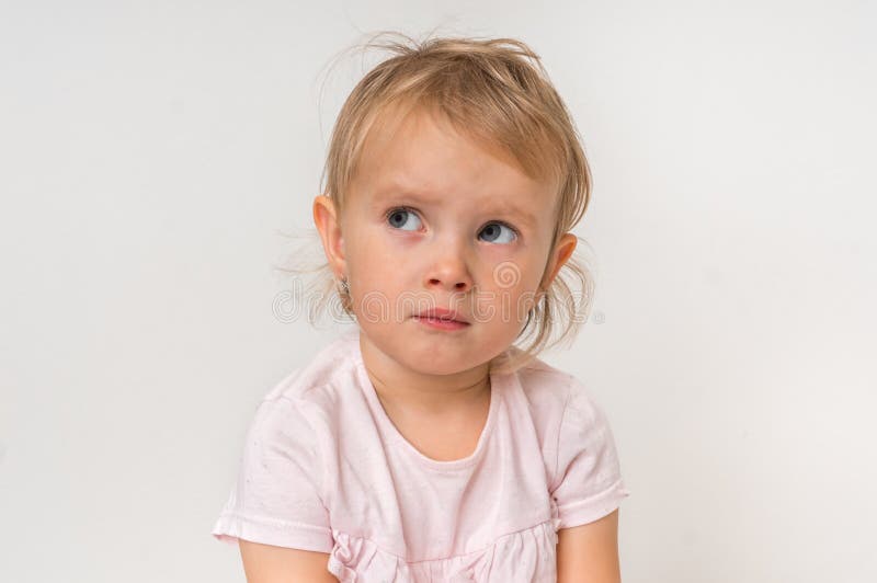 Little Baby with Sad Expression in Face Stock Image - Image of ...