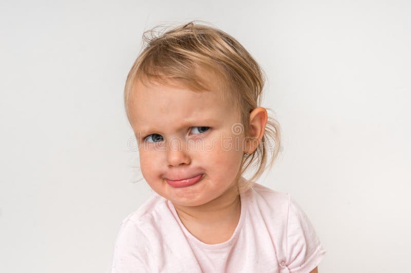 Little Baby with Sad Expression in Face Stock Photo - Image of ...