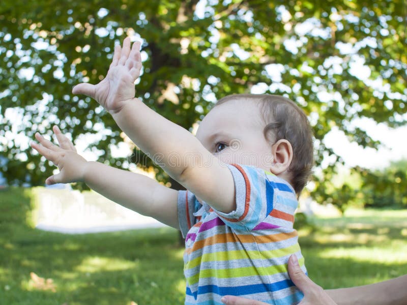 Little baby tent hands up. stock image. Image of infant - 55436259