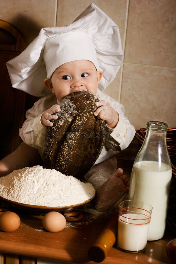 Little baker stock photo. Image of chef, baking, milk - 4886198