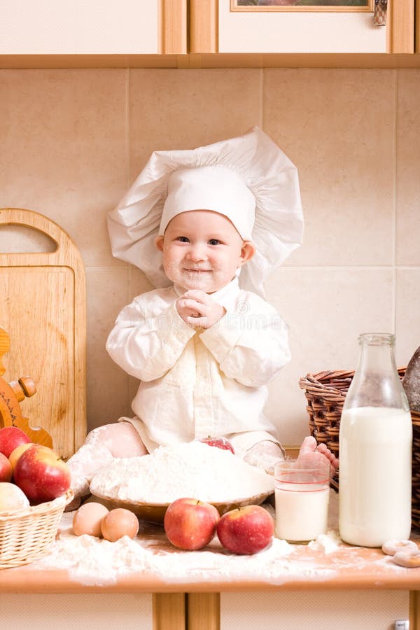 Little baker stock photo. Image of chef, baking, milk - 4886198