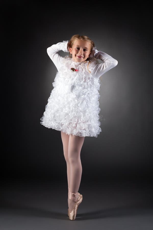 Smiling Little Ballerina Posing Looking at Camera Stock Photo - Image ...