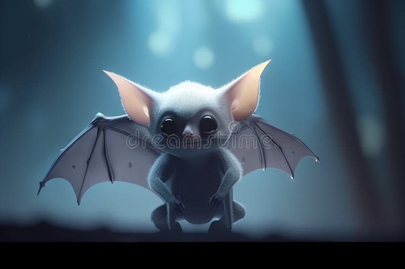 A Little Bat Sitting in the Middle of a Forest with Its Wings Spread ...