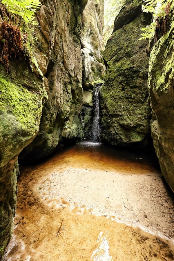 Little Beach by the Waterfall in the Rocks Stock Image - Image of czech ...
