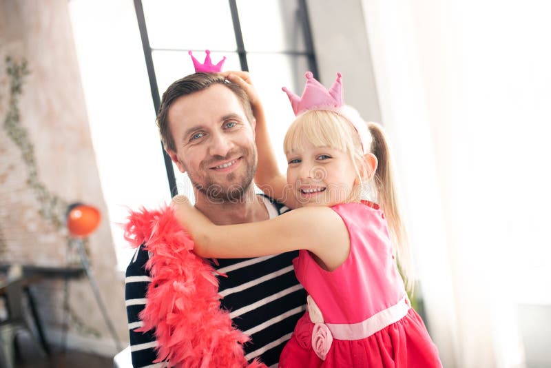 Little Beaming Princess Spending Day with Father Stock Image - Image of ...