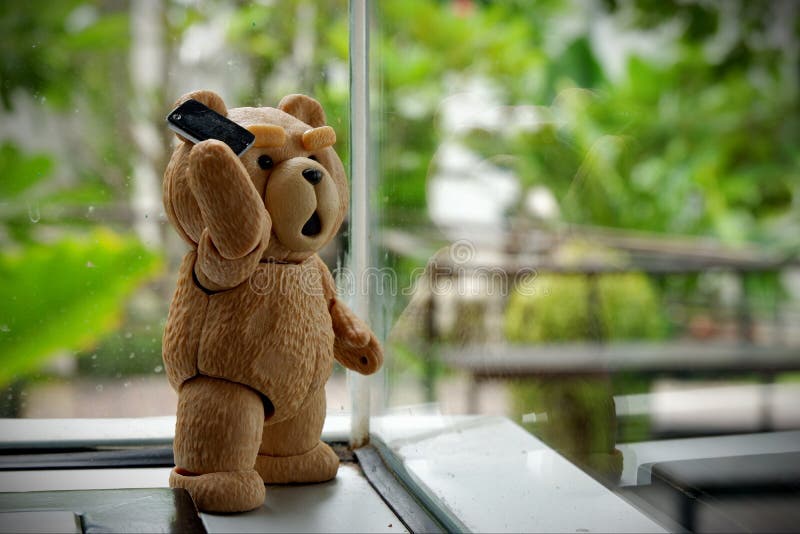 The Little Bear is Calling. Stock Photo - Image of girlfriend, bear ...