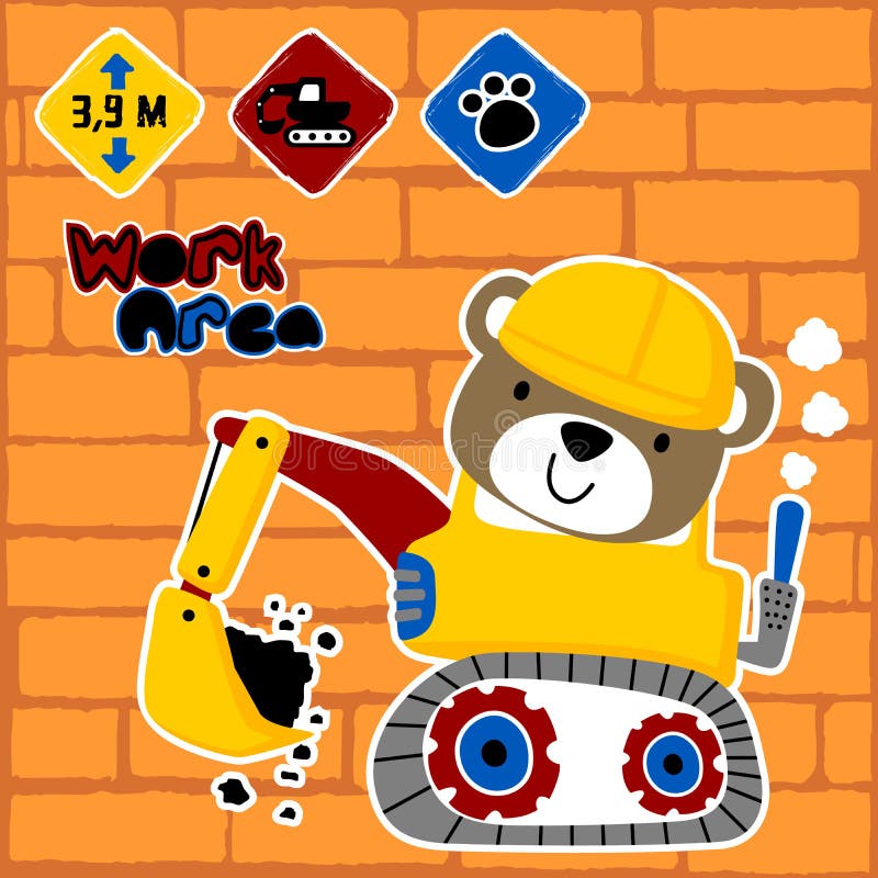 Little Bear Cartoon on Digger Stock Vector - Illustration of cartoon ...