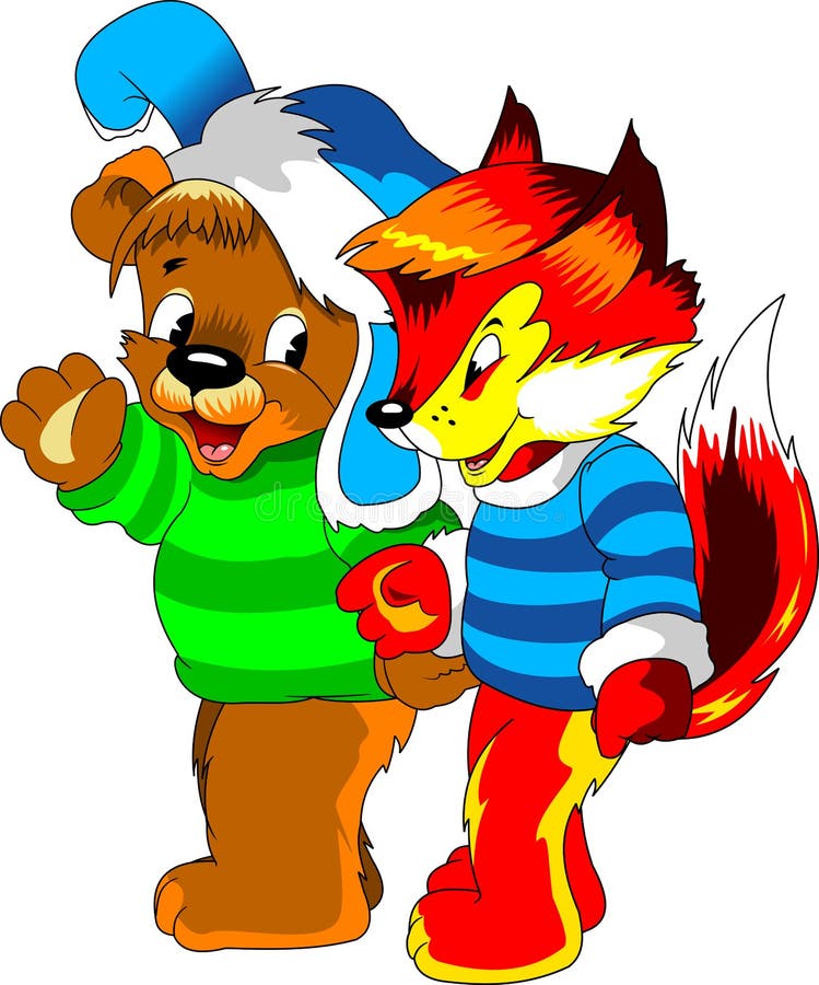 Little bear and fox stock vector. Illustration of single - 202826658