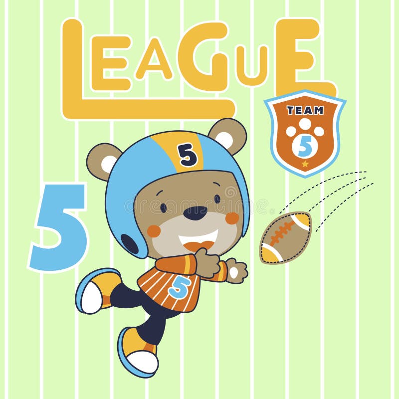Cartoon of Little Bear the Rugby Player Stock Vector - Illustration of ...