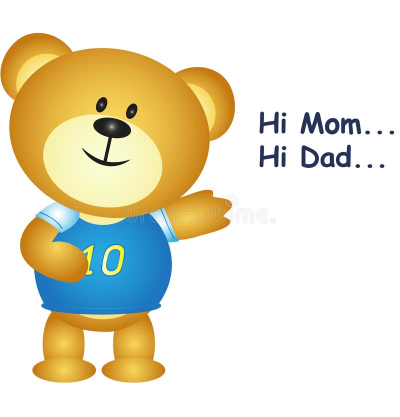 Little Bear Say Hi Mom and Dad Stock Vector - Illustration of sign ...