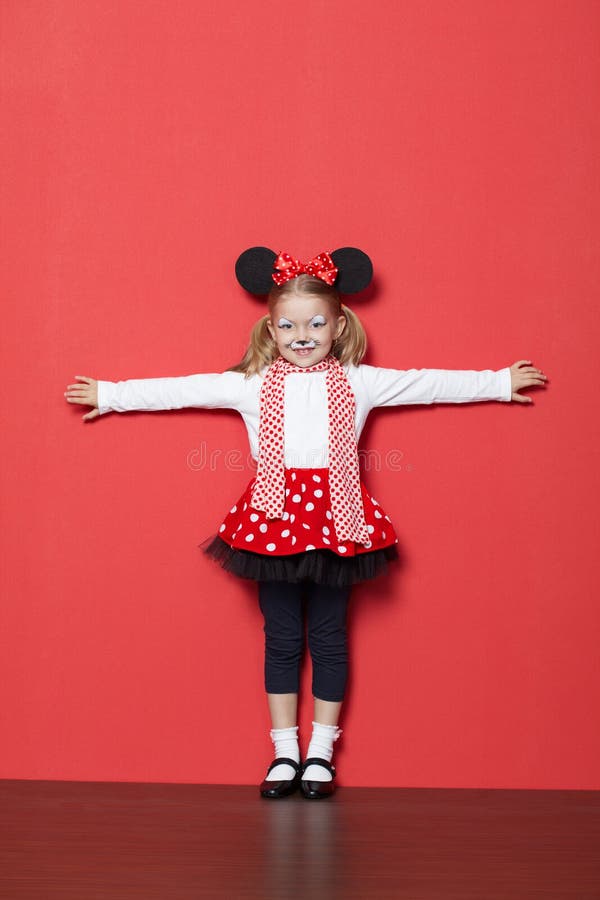 Little Beautiful Girl with Mouse Mask Stock Photo - Image of face ...