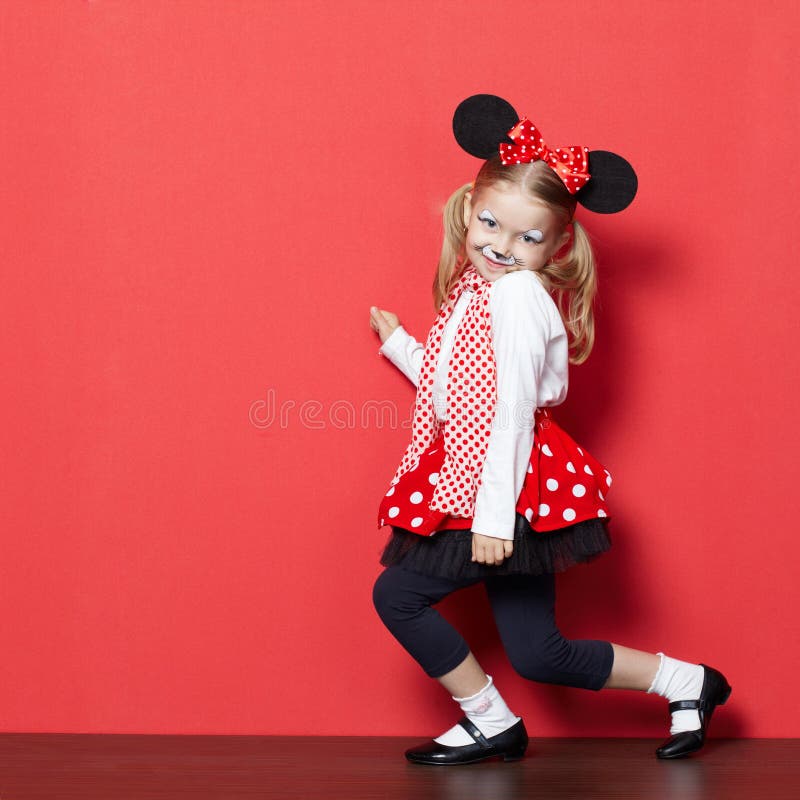 Little Beautiful Girl with Mouse Mask Stock Photo - Image of lovely ...