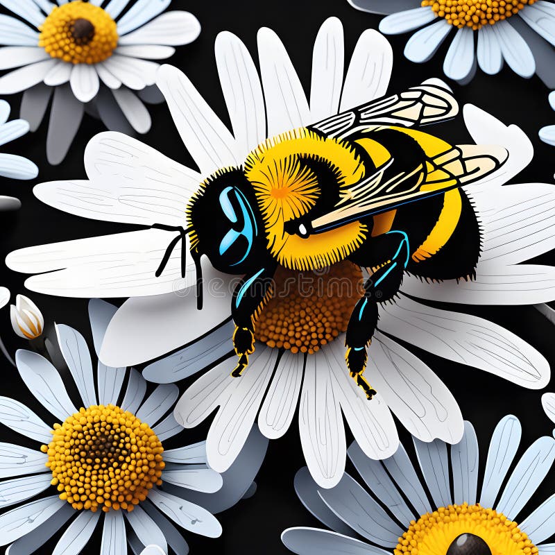 Little bees, AI-Generatet stock illustration. Illustration of feelers ...