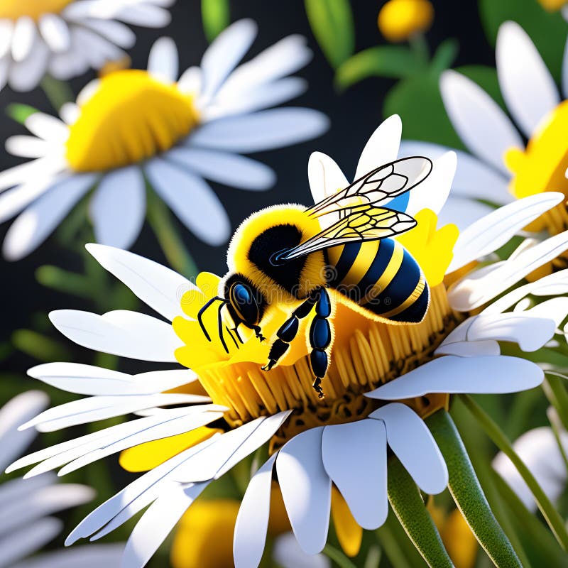 Little bees, AI-Generatet stock illustration. Illustration of wings ...