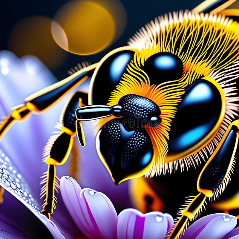 Little bees, AI-Generatet stock illustration. Illustration of buzzing ...