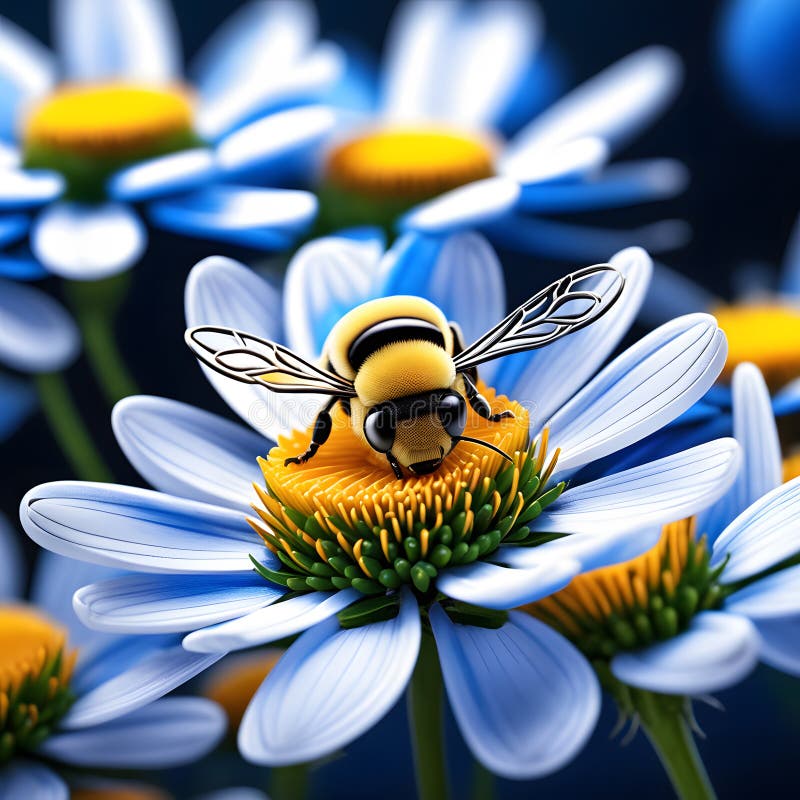 Little bees, AI-Generatet stock illustration. Illustration of shell ...