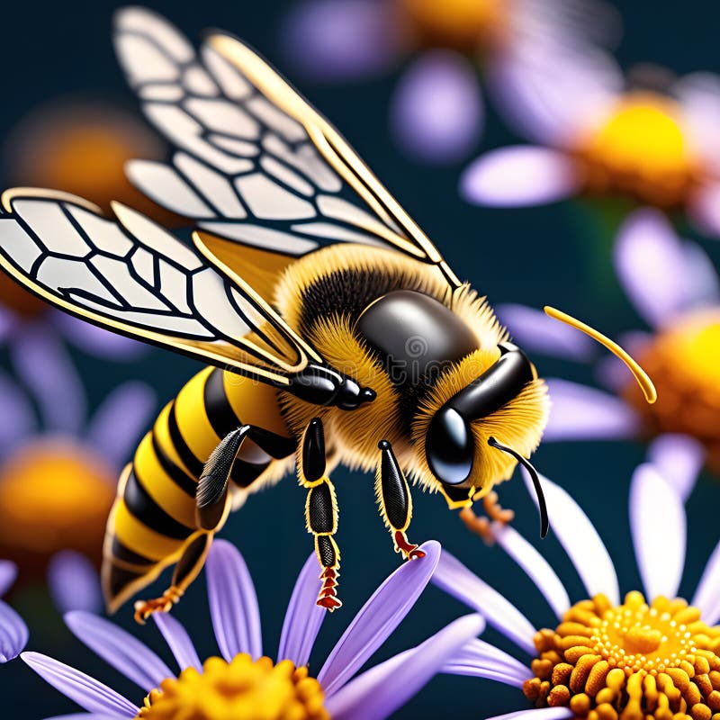 Little bees, AI-Generatet stock illustration. Illustration of small ...