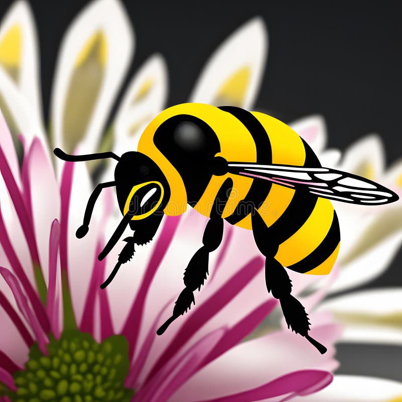 Little bees, AI-Generatet stock illustration. Illustration of outdoors ...