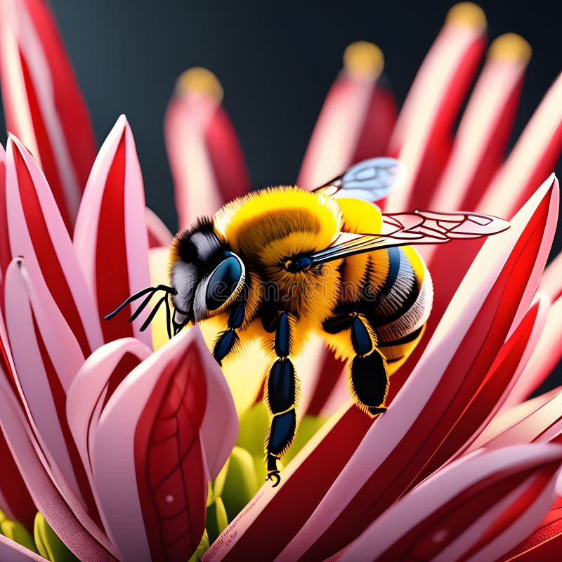 Little bees, AI-Generatet stock illustration. Illustration of buzzing ...