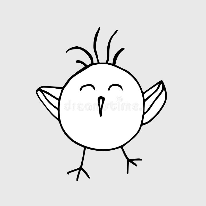 Little Bird Hand Drawn in Doodle Style. Vector Element for Decor Stock ...