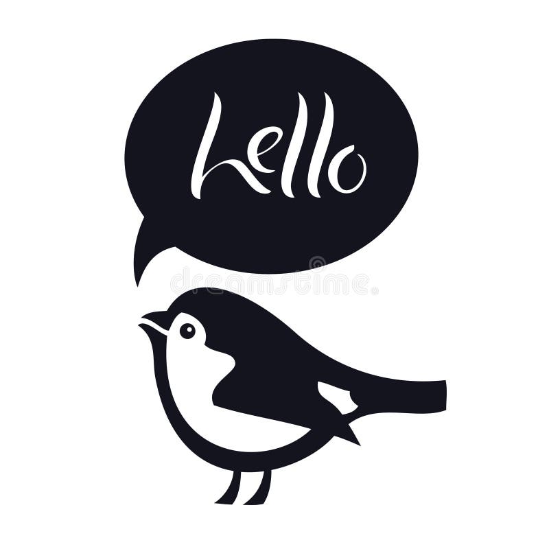 Little Bird Hello Isolated Vector Icon Symbol Design Label and Logotype ...