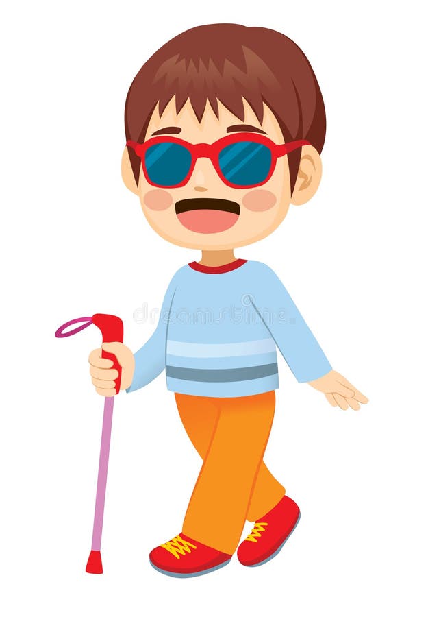 Little Blind Boy Walking stock vector. Illustration of disabled - 150738895