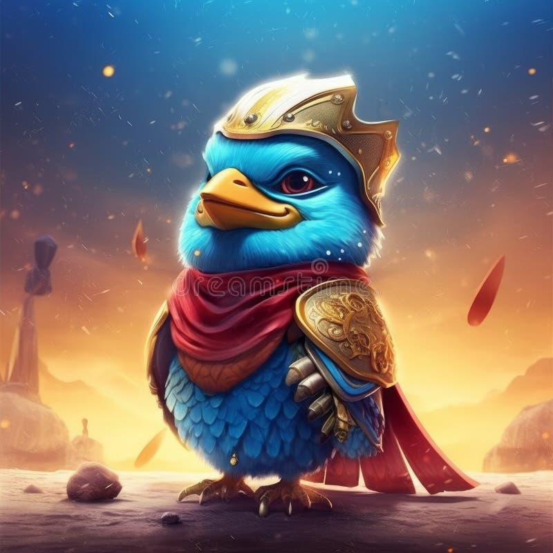 Little Blue Bird is Dressed Up in a King Stock Illustration ...