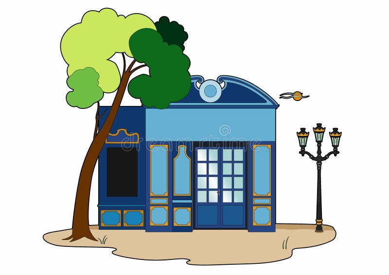 Blue Shop Shelf on Wall Background or Texture. 3d Render Interior for ...