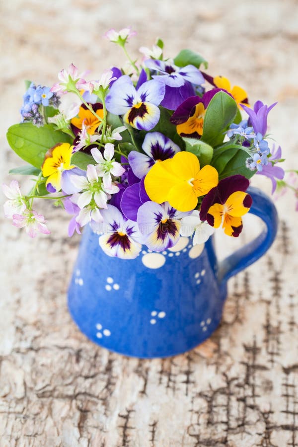 Little Bouquet of Spring Flowers Stock Image - Image of vertical, blue ...