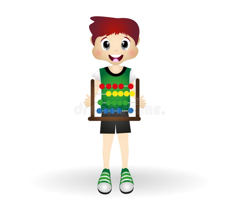 Little boy with abacus stock vector. Illustration of character - 54178092