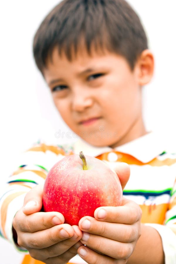 A little boy with an apple stock image. Image of little - 26061377