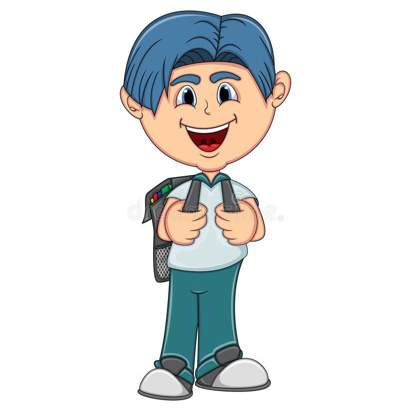 Little Boy with Backpack Cartoon Stock Vector - Illustration of child ...
