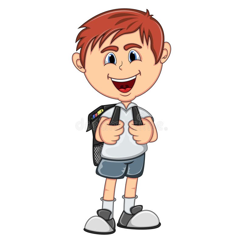 Little Boy with Backpack Cartoon Stock Vector - Illustration of ...