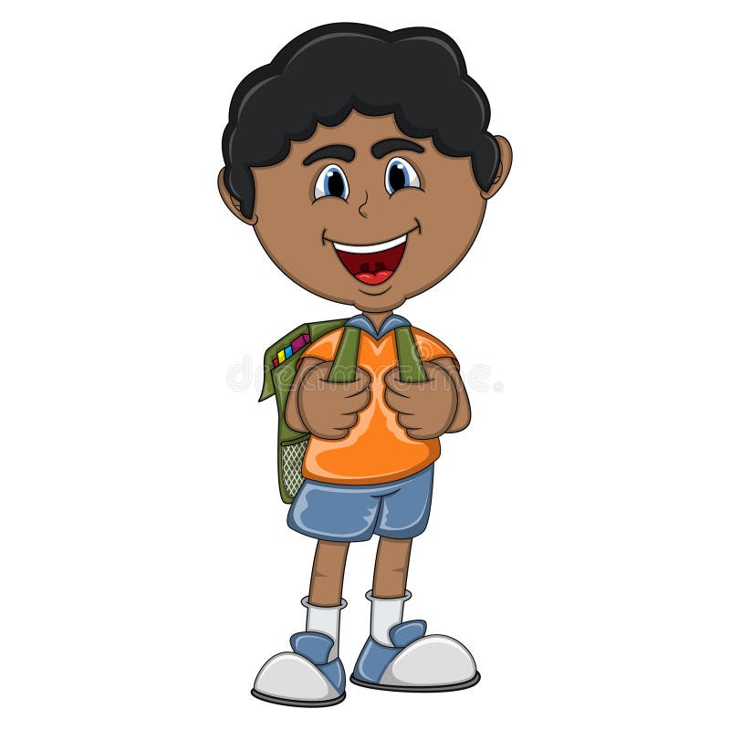 Little Boy with Backpack Cartoon Stock Vector - Illustration of grade ...