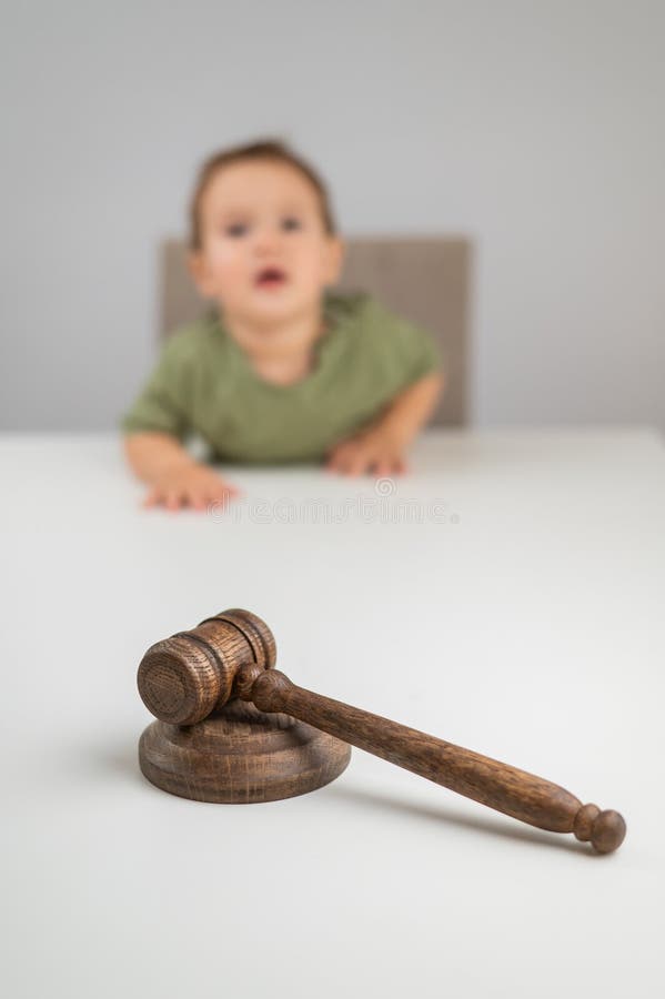 Little Boy Behind Judge S Gavel. Stock Image - Image of family ...