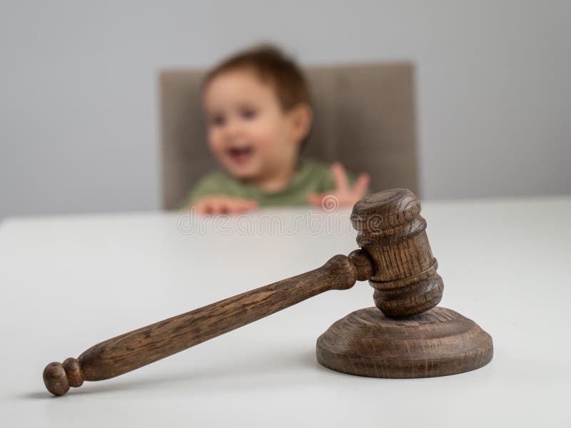 Little Boy Behind Judge S Gavel. Stock Photo - Image of mallet ...